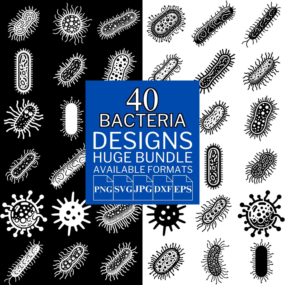 Bacteria SVG Bundle: 40 Unique Vector Designs (cricut & Silhouette ...