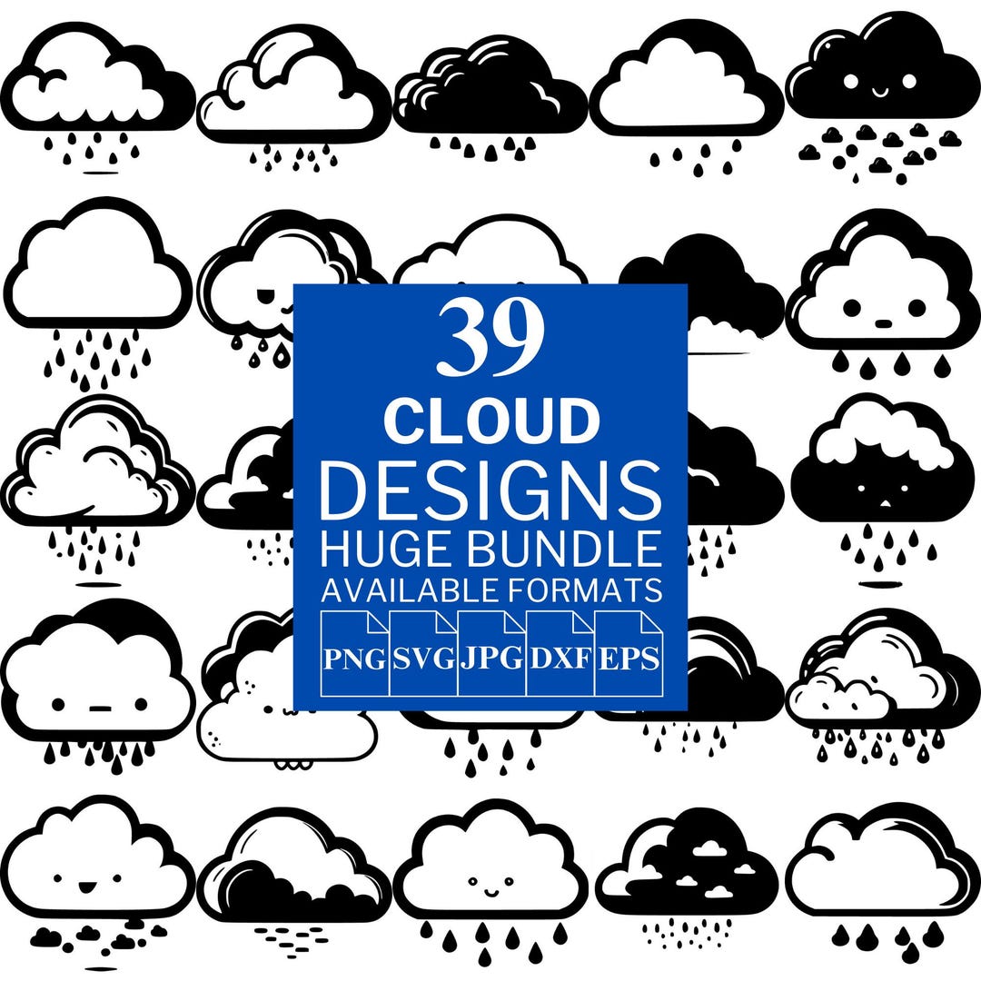 Cloud SVG Bundle: 39 Vector Designs for Cricut & Silhouette (digital ...