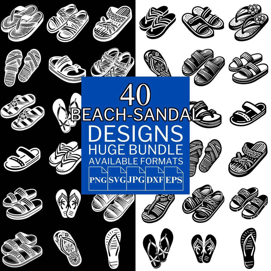 Beach Sandal SVG Bundle: Vector Clipart for Cricut & Silhouette ...