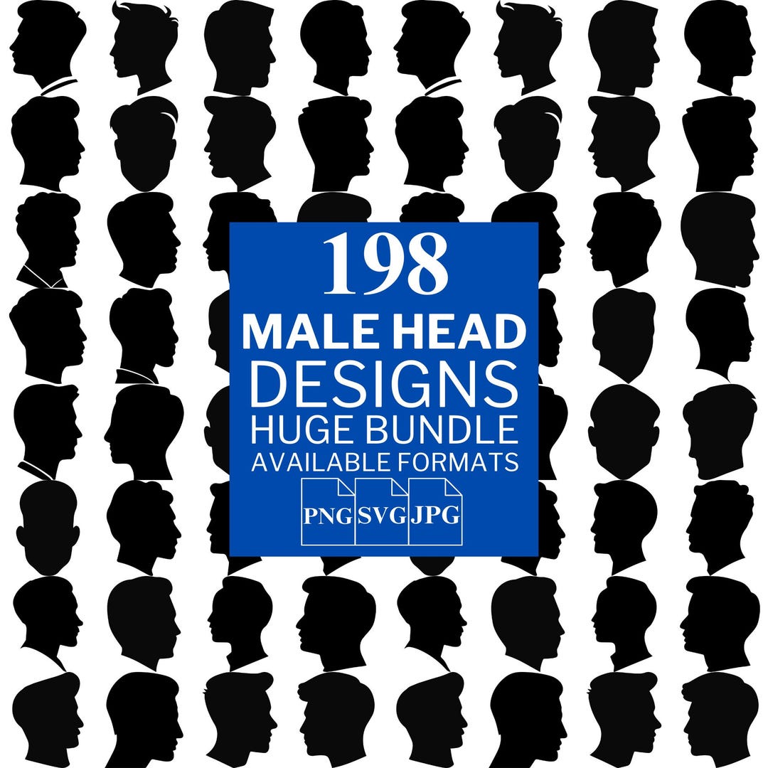 198 Male Head SVG Bundle - Unique Vector Files for Cricut and ...