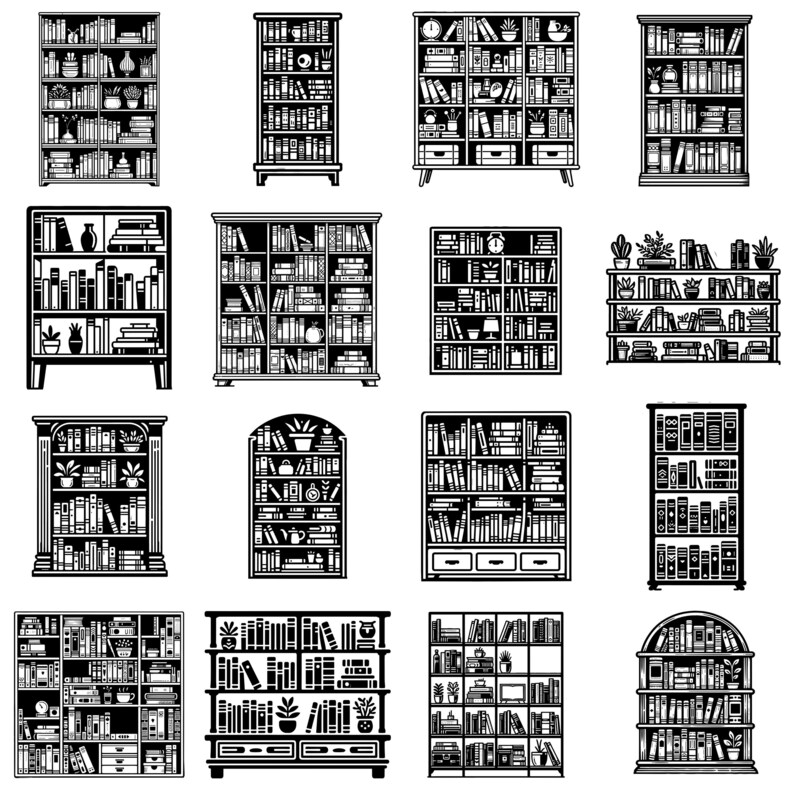 Bookshelf SVG Bundle: 40 Unique Vector Designs (digital Download) - Etsy