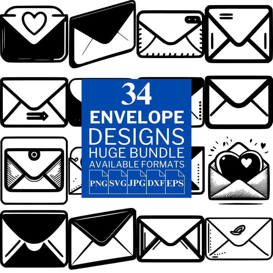 Envelope SVG Bundle: 34 Vector Designs for Cricut & Silhouette (digital ...
