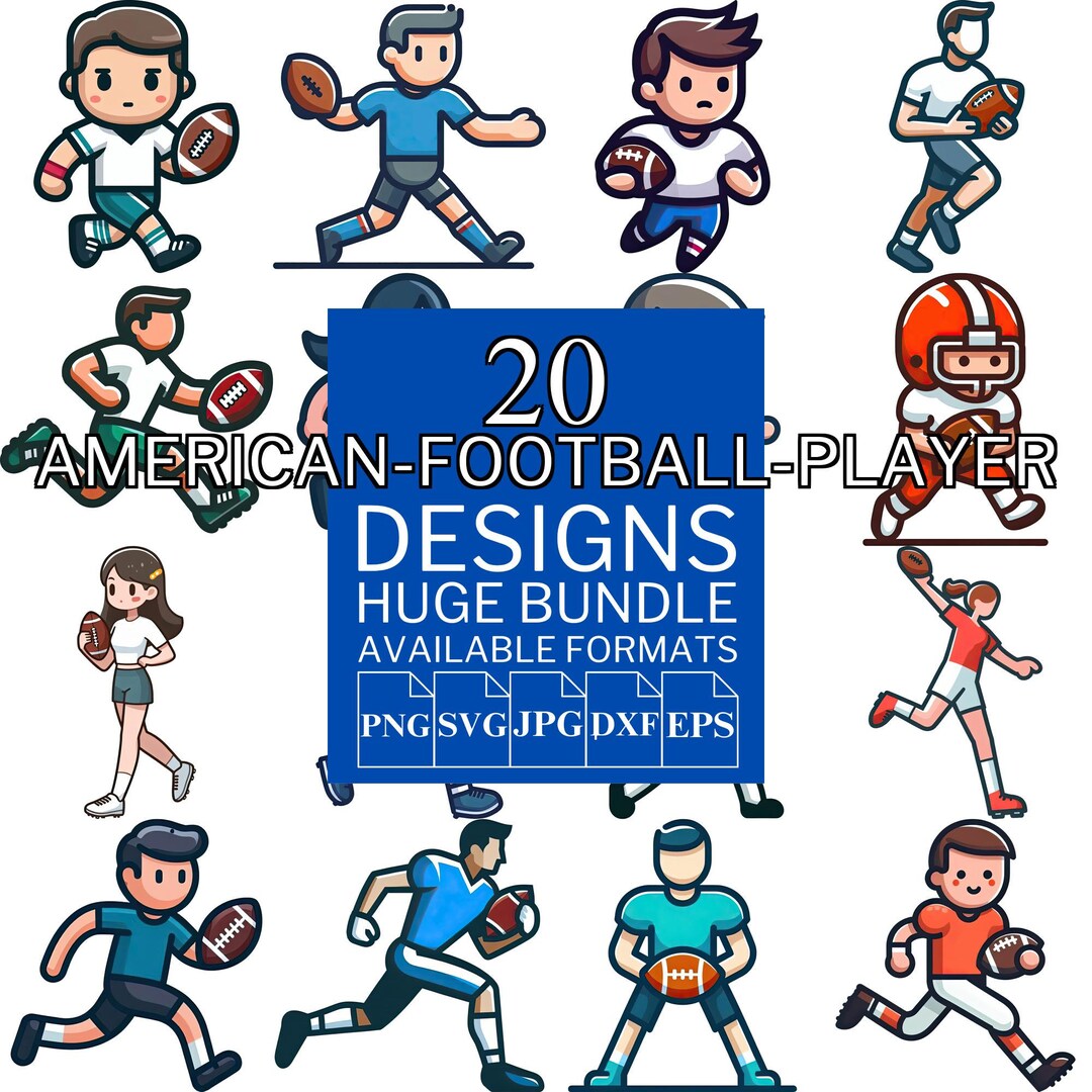 20 American Football Player SVG Bundle - Unique Vector Files for Cricut ...