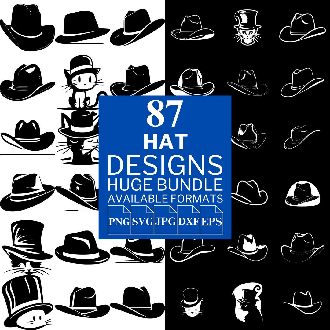 87 Hat SVG Bundle: Vector Clipart Designs for Cricut & Silhouette - Etsy