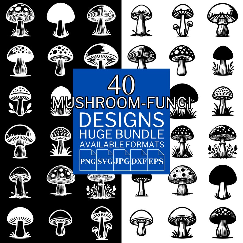 40 Mushroom Fungi SVG Bundle - Unique Vector Files for Cricut and ...