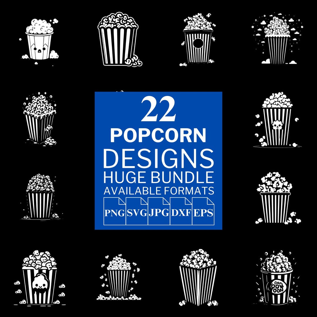 22 Popcorn SVG Bundle - Unique Vector Files for Cricut and Silhouette ...