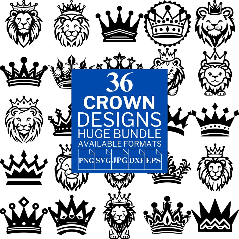 36 Crown SVG Bundle Unique Vector Files for Cricut and Silhouette ...