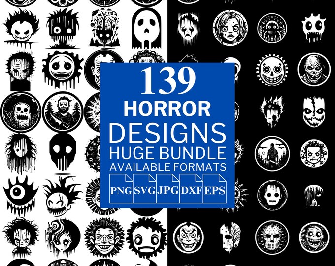 Anime Creepy Skulls Creatures SVG PNG dxf eps Bundle, Horror, Okkulter ...
