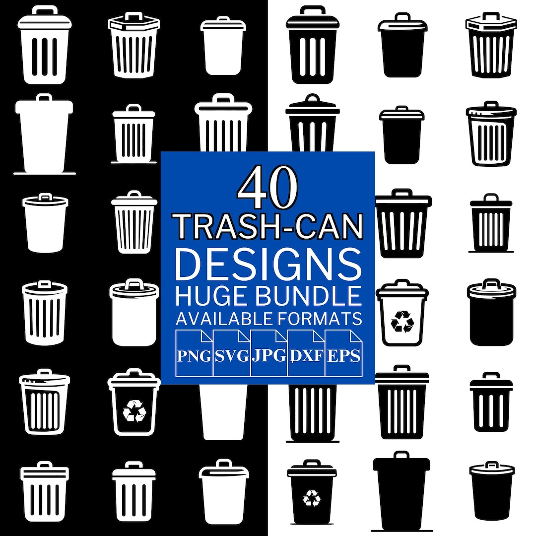 40 Trash Can SVG Bundle - Unique Vector Files for Cricut and Silhouette ...
