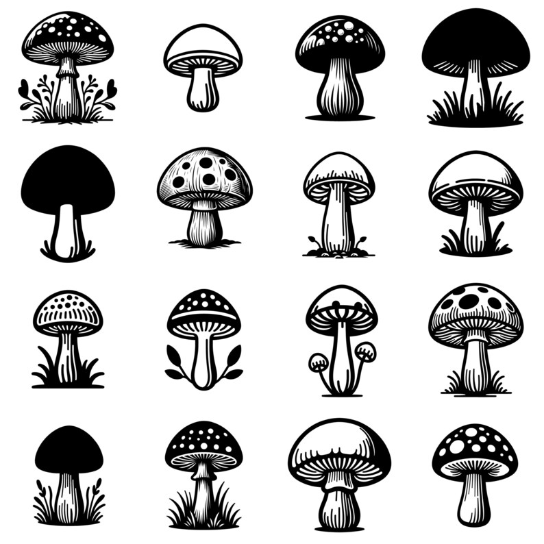 40 Mushroom Fungi SVG Bundle - Unique Vector Files for Cricut and ...