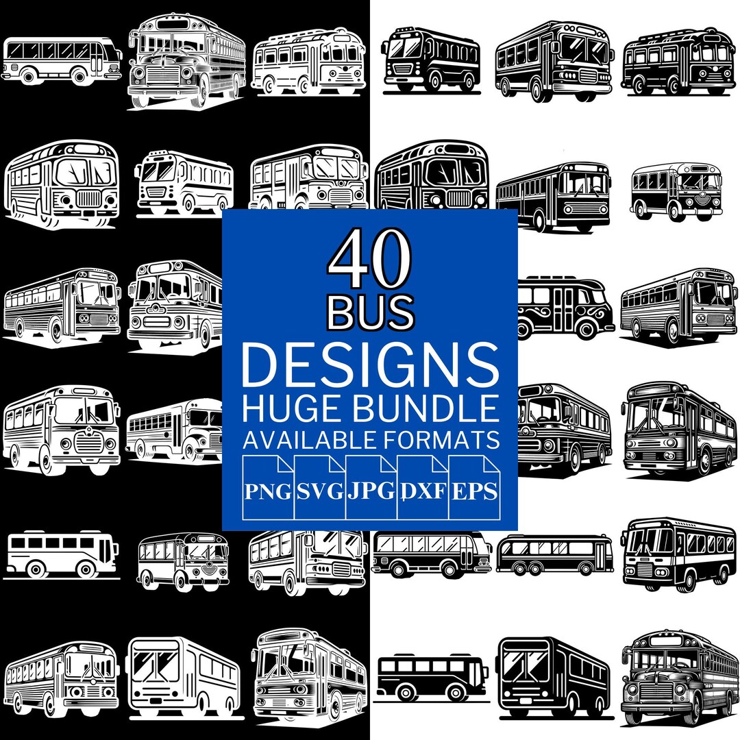 Bus SVG Bundle: 40 Unique Vector Designs (cricut & Silhouette) - Etsy