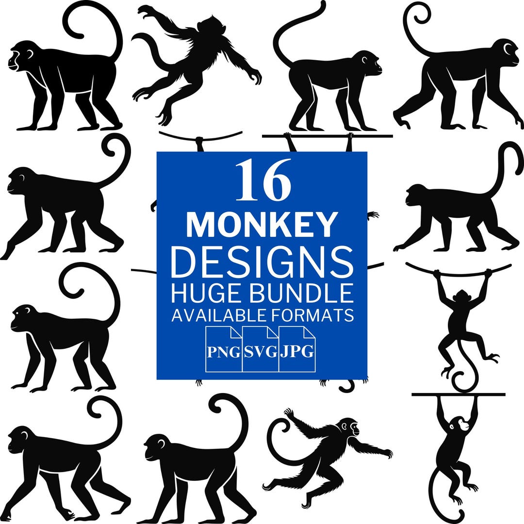 16 Monkey SVG Bundle - Unique Vector Files for Cricut and Silhouette ...