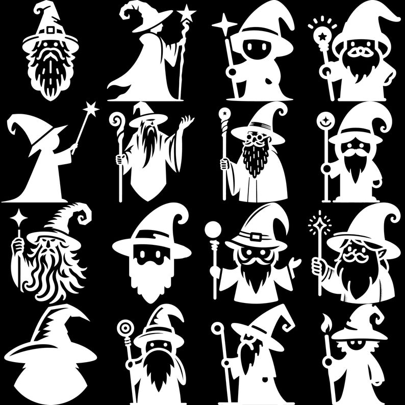 40 Wizard Sorcerer SVG Bundle - Unique Vector Files for Cricut and ...