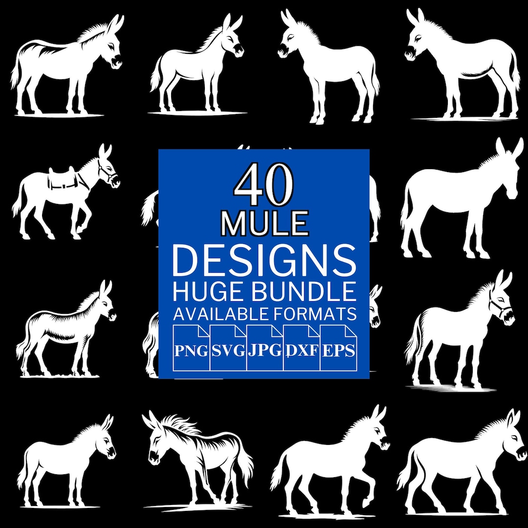 Mule SVG Bundle: 40 Unique Vector Designs for Cricut & Silhouette ...