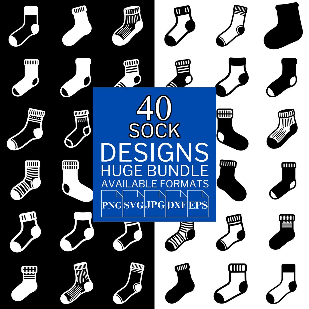 Sock SVG Bundle: 40 Unique Vector Designs for Cricut & Silhouette (PDF ...