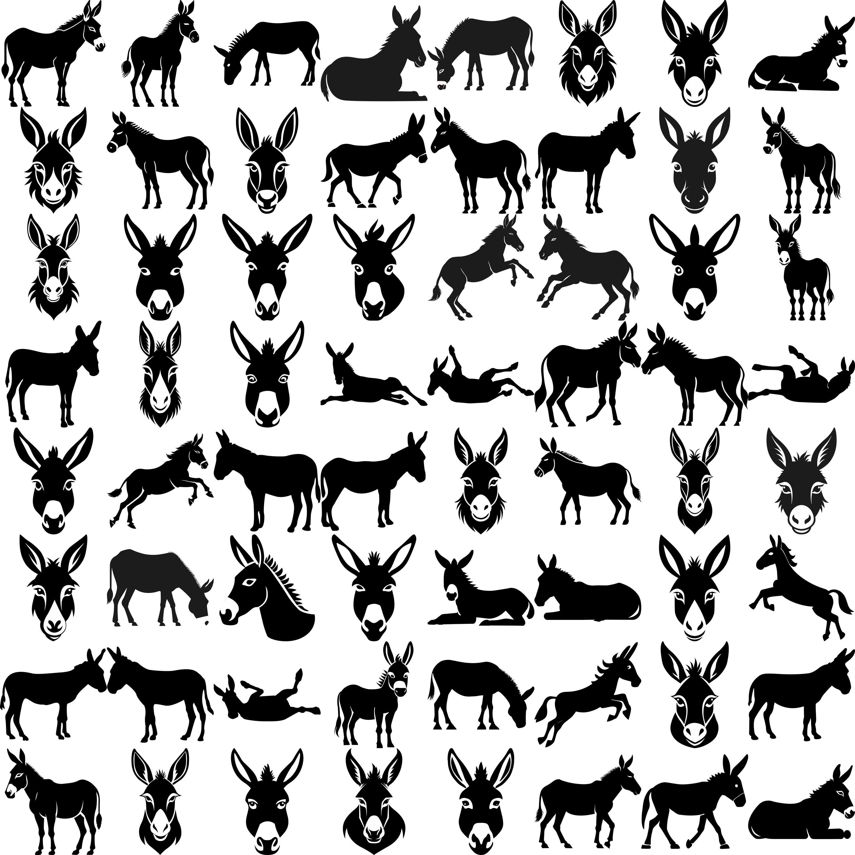 75 Donkey SVG Bundle - Unique Vector Files for Cricut and Silhouette ...
