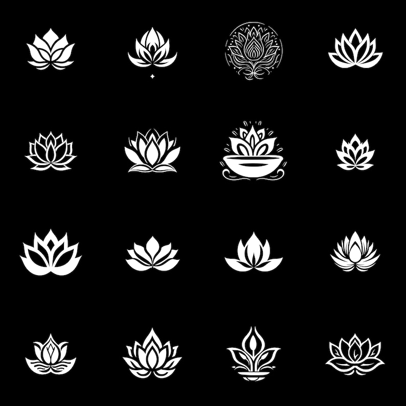 Lotus SVG Bundle: 156 Vector Designs for Cricut & Silhouette (digital ...