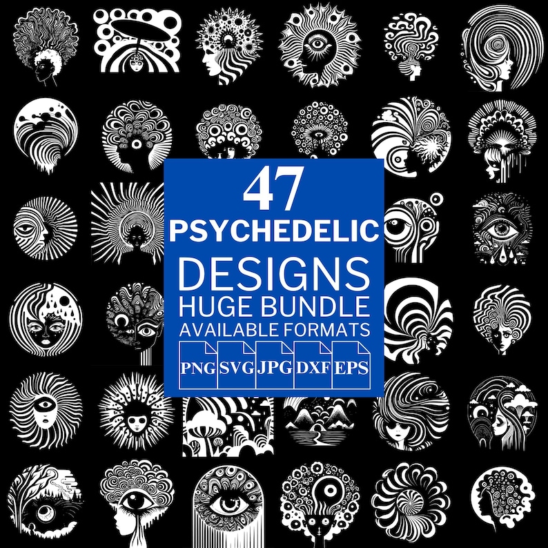 47 Psychedelic SVG Vector Designs: Cricut & Silhouette Files (digital ...