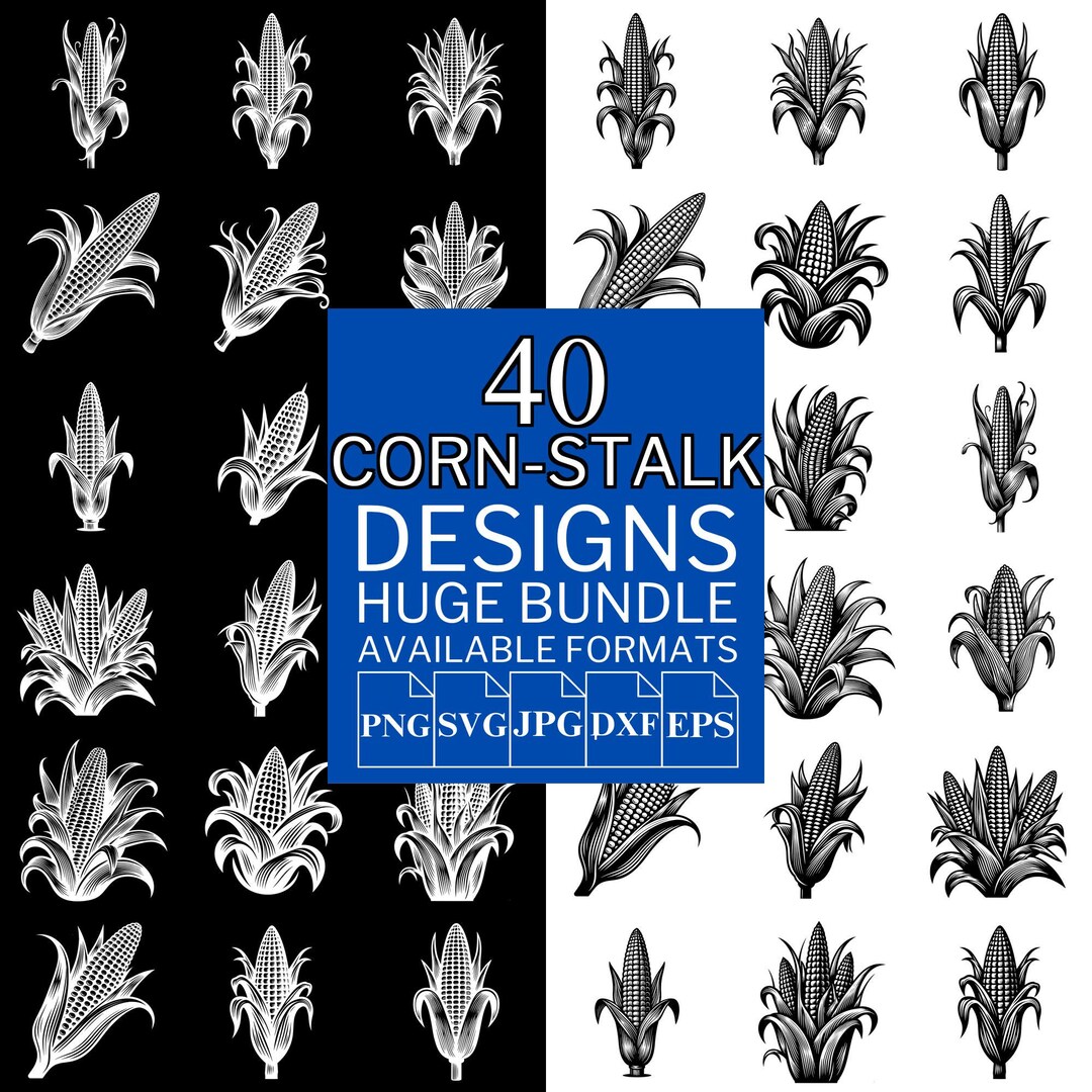 Corn Stalk SVG Bundle: Vector Clipart for Cricut & Silhouette (digital ...