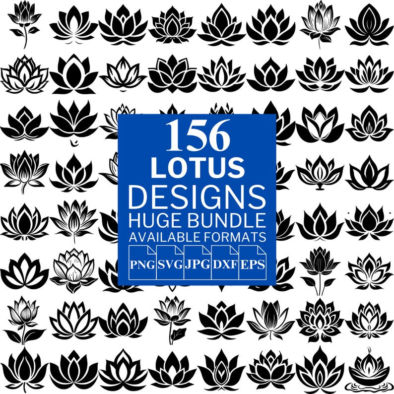 Lotus SVG Bundle: 156 Vector Designs for Cricut & Silhouette (digital ...