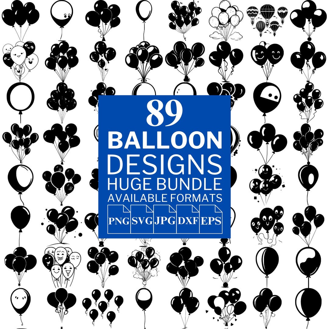 Balloon SVG Bundle: 89 Vector Designs for Cricut & Silhouette (digital ...