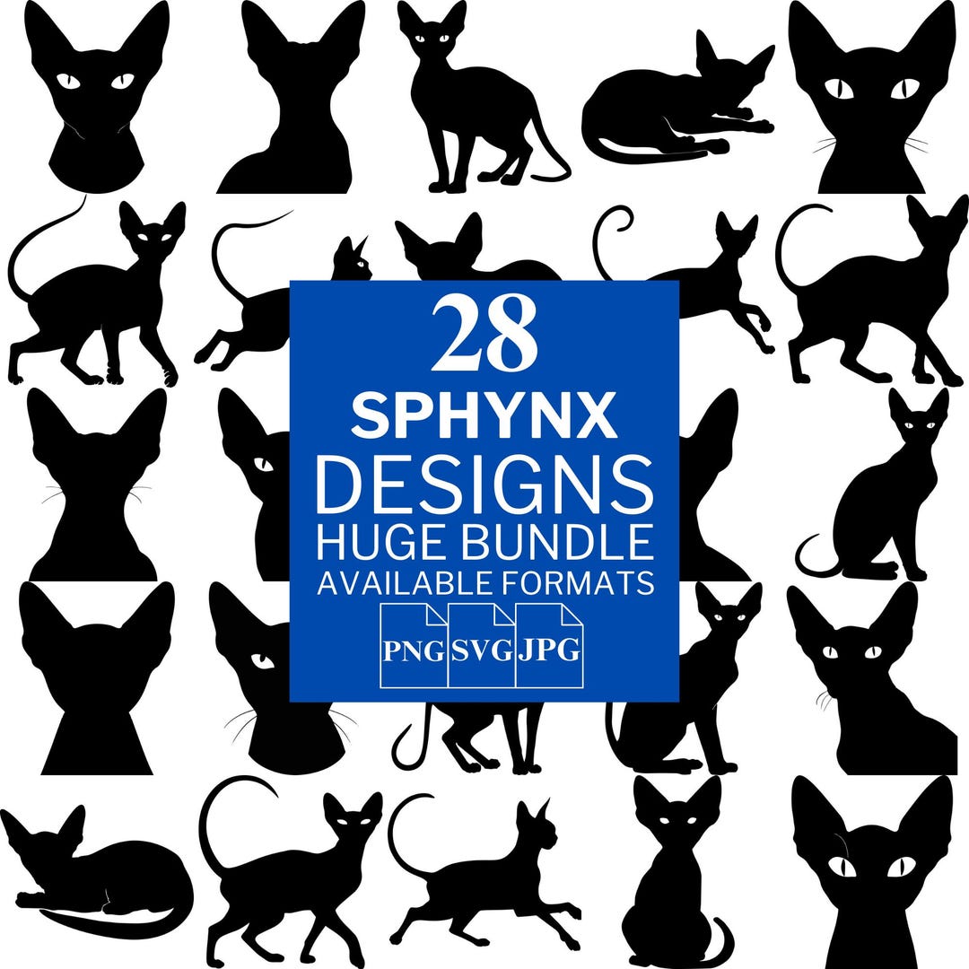 Sphynx Cat SVG Bundle: Unique Vector Clipart for Cricut (digital ...