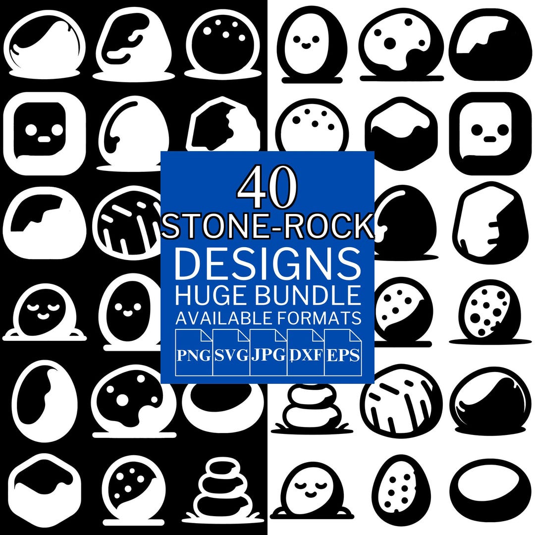 Stone Rock SVG Bundle: Vector Clipart for Cricut & Silhouette (5 ...