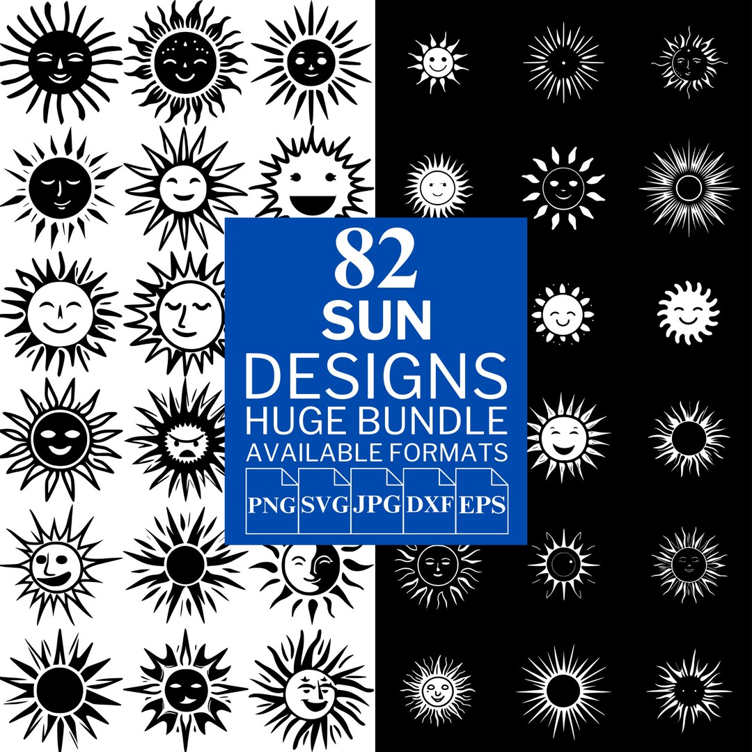 Sun SVG Bundle: 82 Unique Vector Designs for Cricut & Silhouette ...