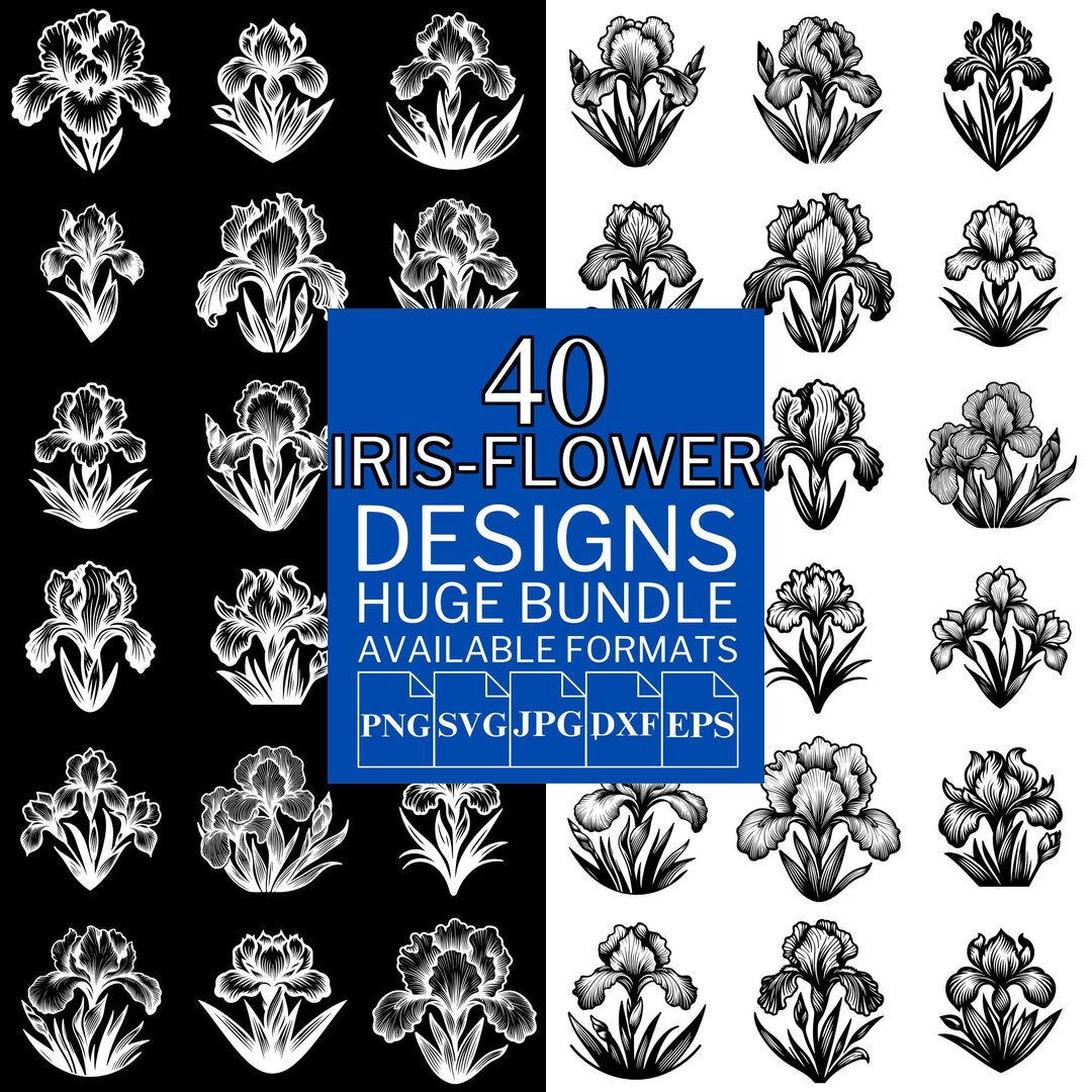 40 Iris Flower SVG Bundle - Unique Vector Files for Cricut and ...