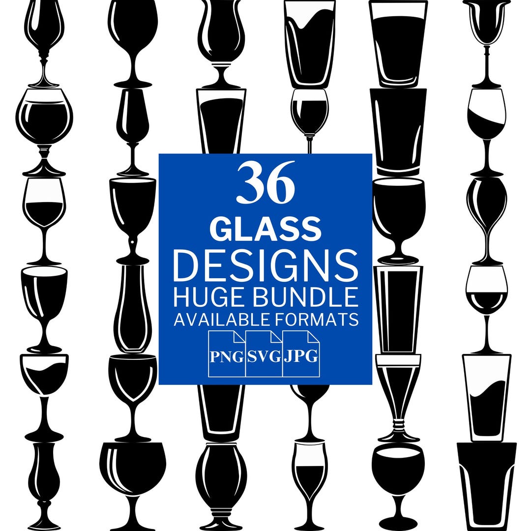 36 Glass SVG Bundle: Unique Vector Designs for Cricut & Silhouette ...