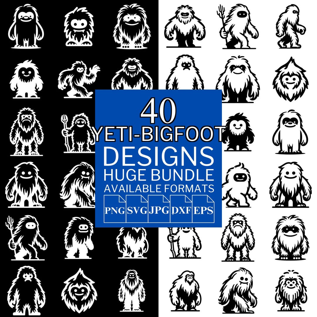 Yeti Bigfoot SVG Bundle: Vector Clipart Designs for Cricut & Silhouette ...