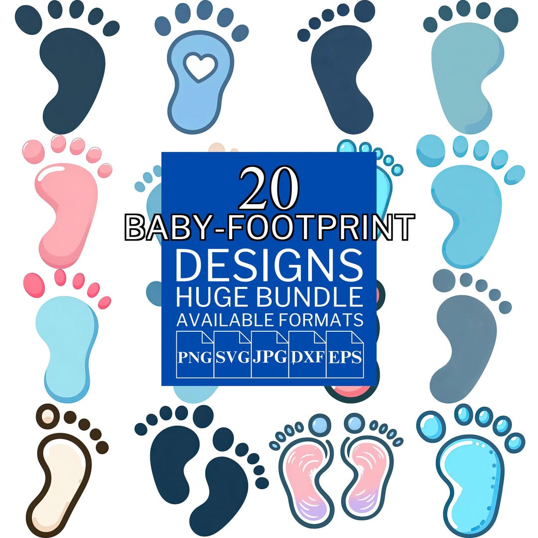 20 Baby Footprint SVG Bundle - Unique Vector Files for Cricut and ...