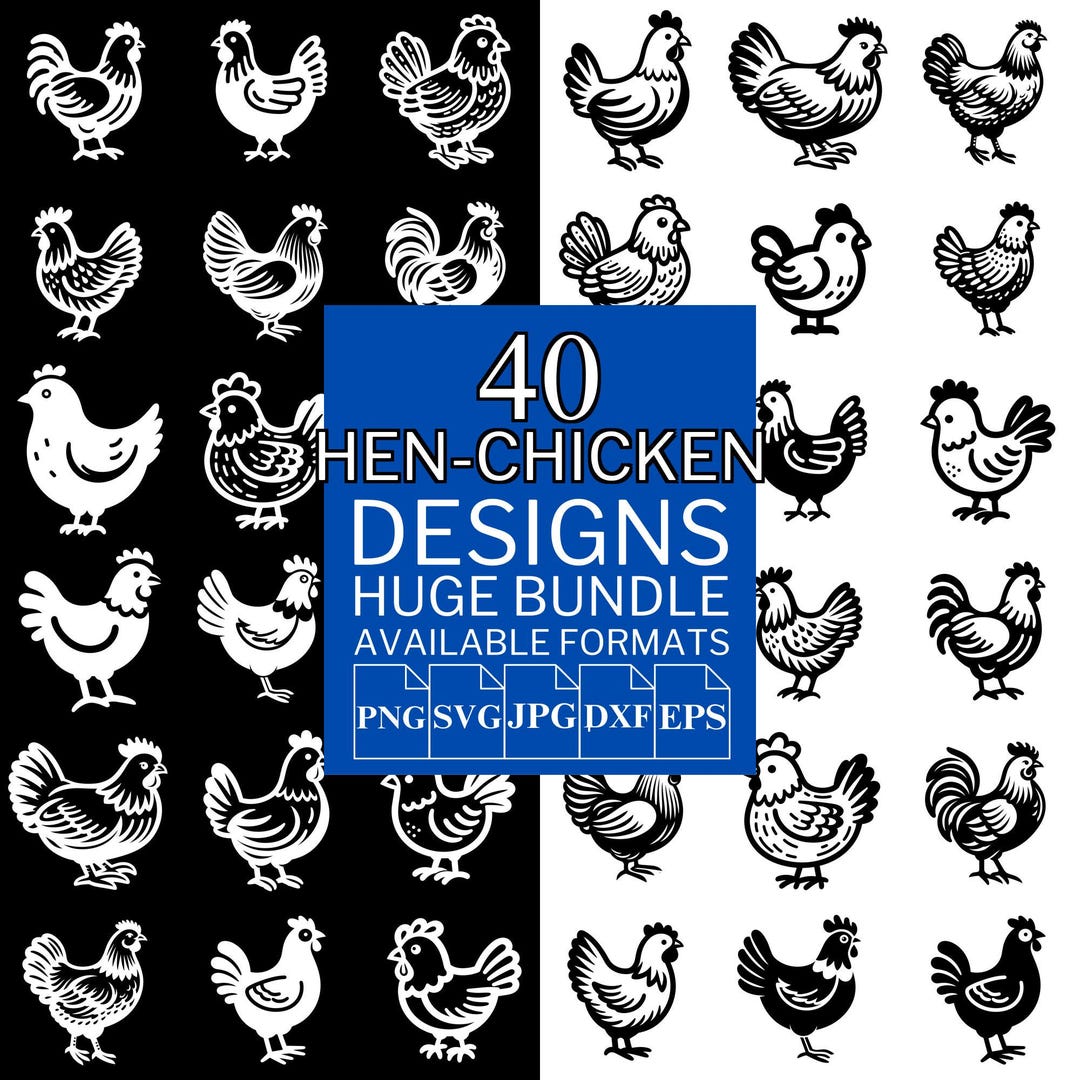 Hen Chicken SVG Bundle: Vector Clipart Designs for Cricut & Silhouette ...