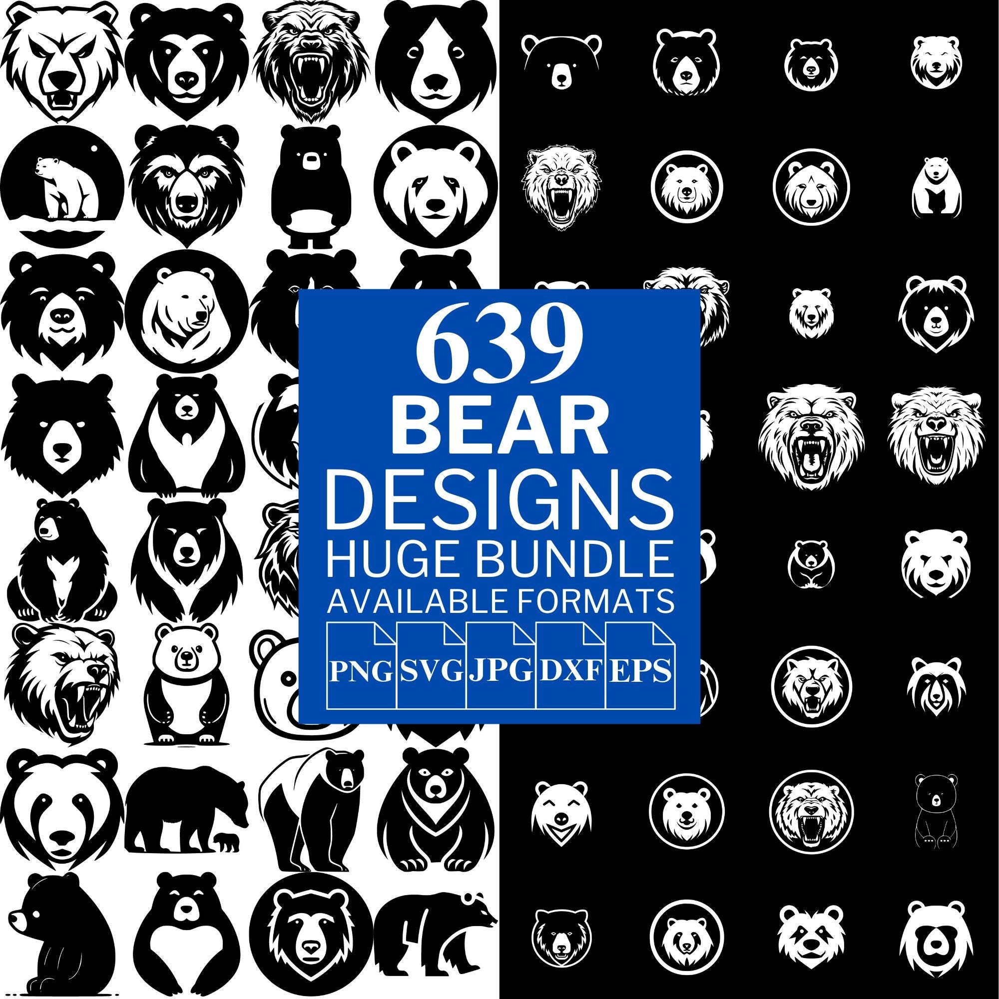 639 Bear SVG Bundle Unique Vector Files for Cricut and Silhouette, Bear ...