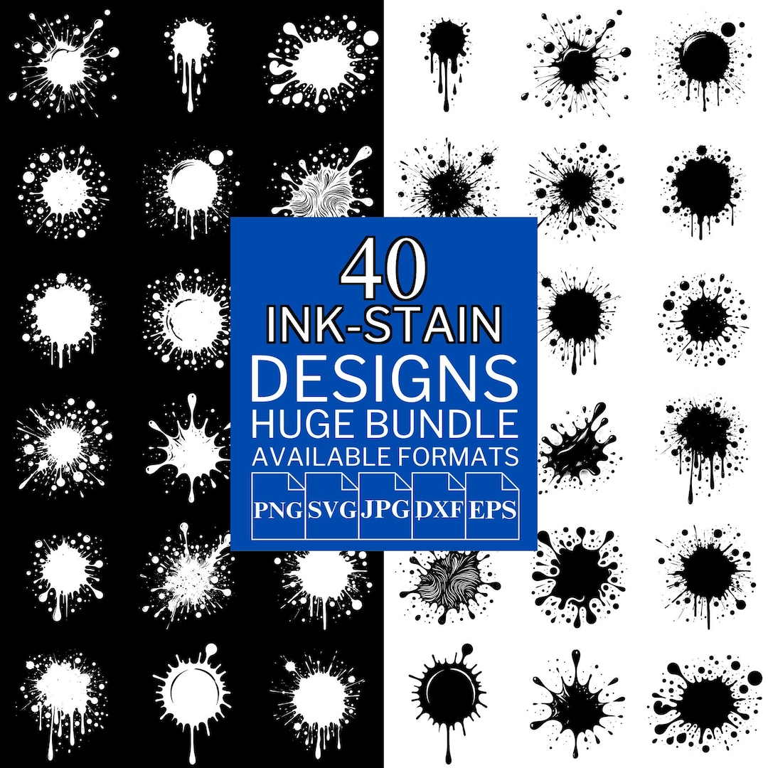 Ink Stain SVG Bundle: Vector Clipart for Cricut & Silhouette (digital ...