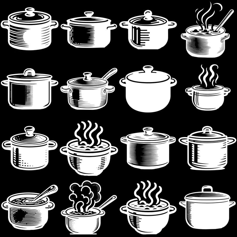Cooking Pot SVG Bundle: Vector Clipart for Cricut & Silhouette (digital ...