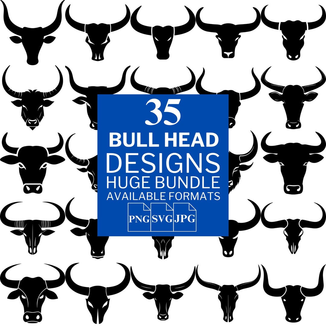 35 Bull Head SVG Bundle - Unique Vector Files for Cricut and Silhouette ...