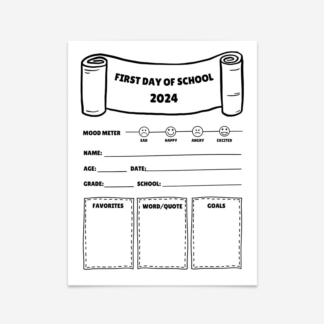 First Day of School Back to School About Me Printable Worksheet School ...