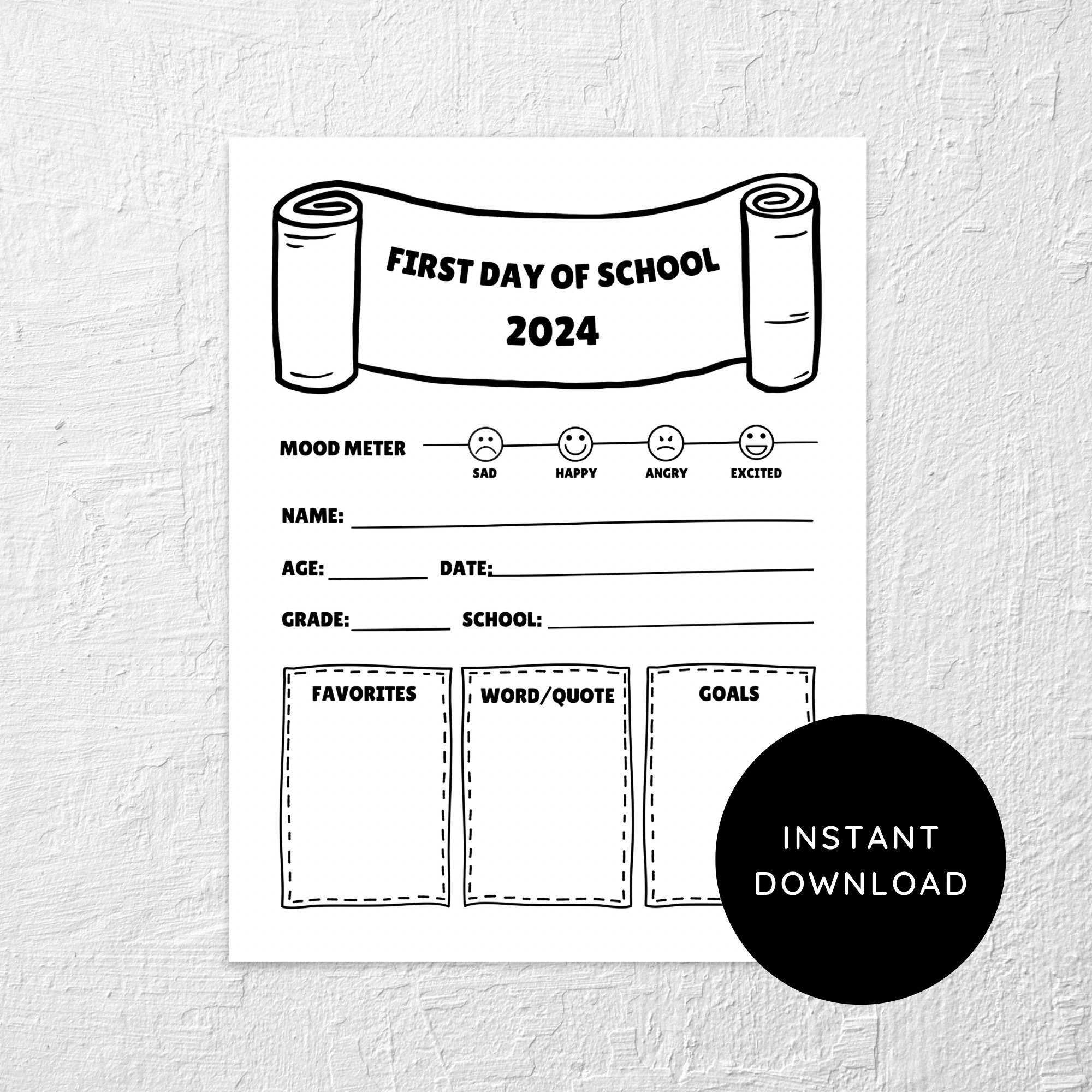 First Day of School • Back to School • About Me • Printable Worksheet ...