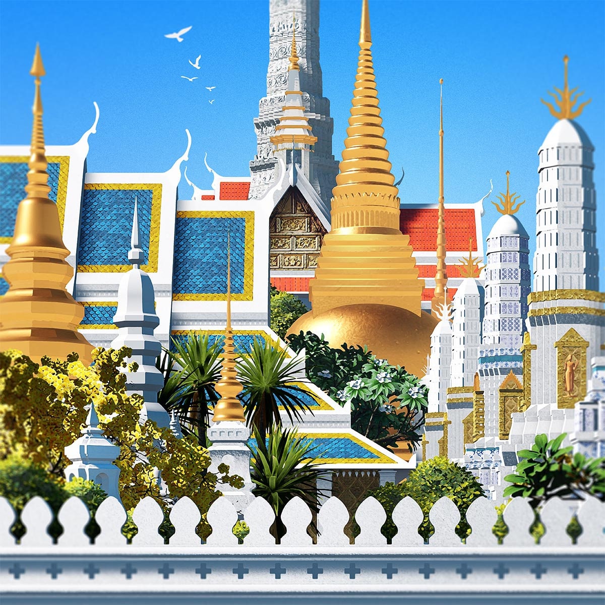 Poster Artwork : Bangkok, Royal Temples. - Etsy