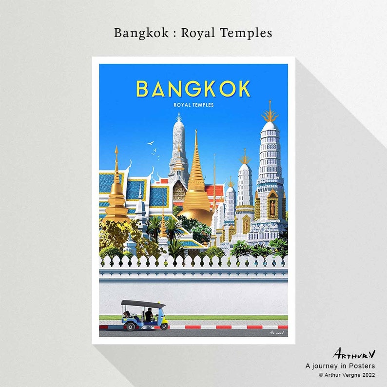 Poster Artwork : Bangkok, Royal Temples. - Etsy