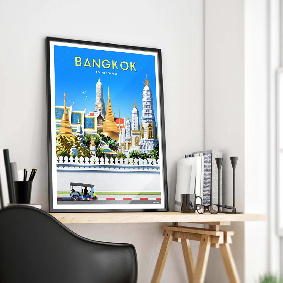 Poster Artwork : Bangkok, Royal Temples. - Etsy