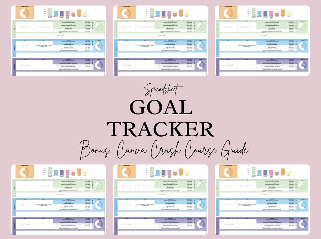 Goal Tracker Spreadsheet Productivity Planner, Printable Planner Goal ...