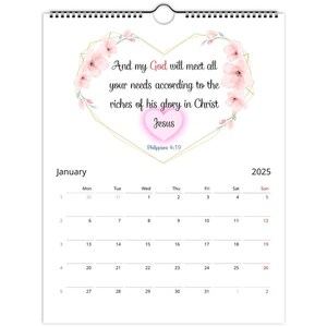 2025 Christian Wall Calendar With Bible Verses Faith Scripture Calendar ...