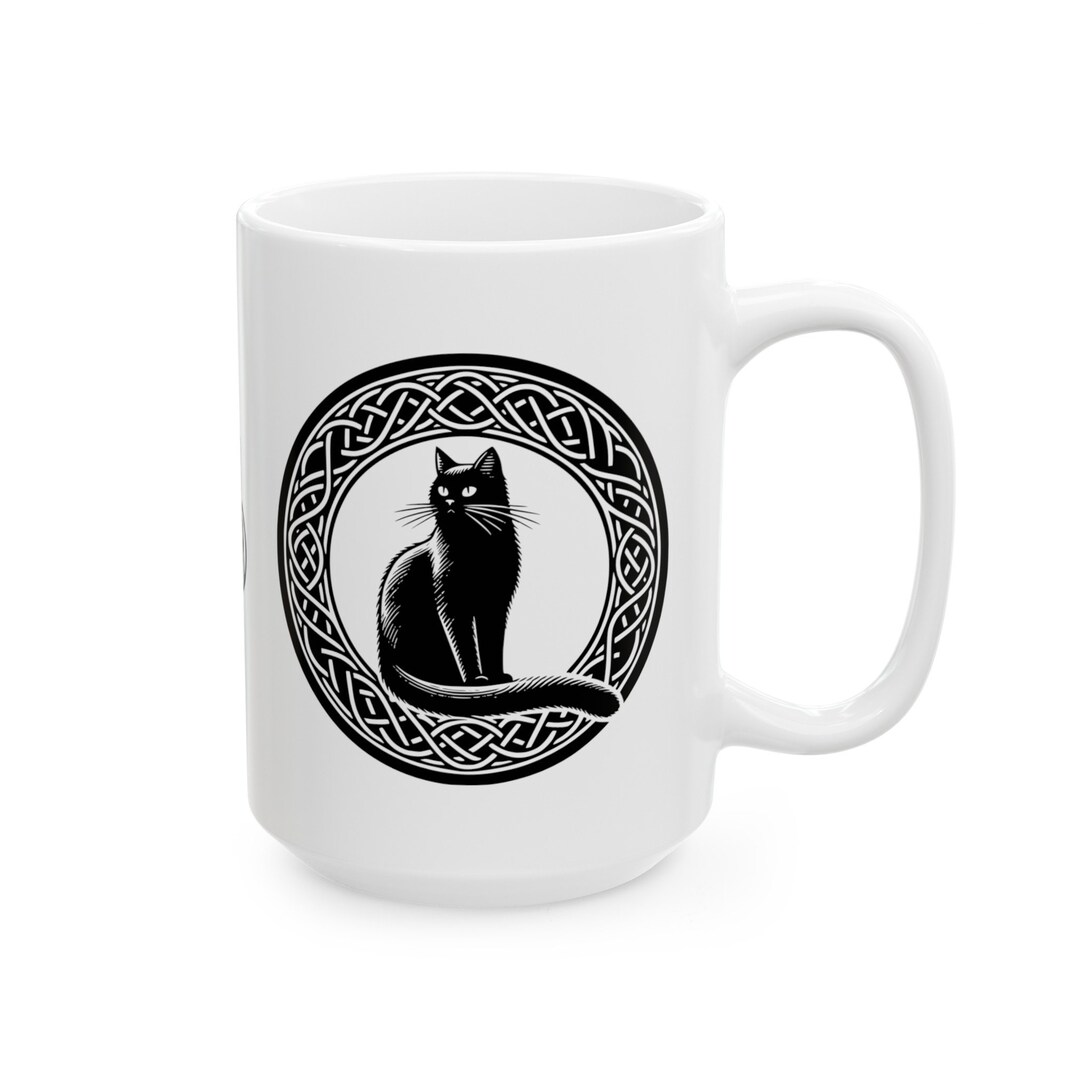 Celtic Knot Black Cat Mug | Ceramic Coffee Tea Cup - Etsy