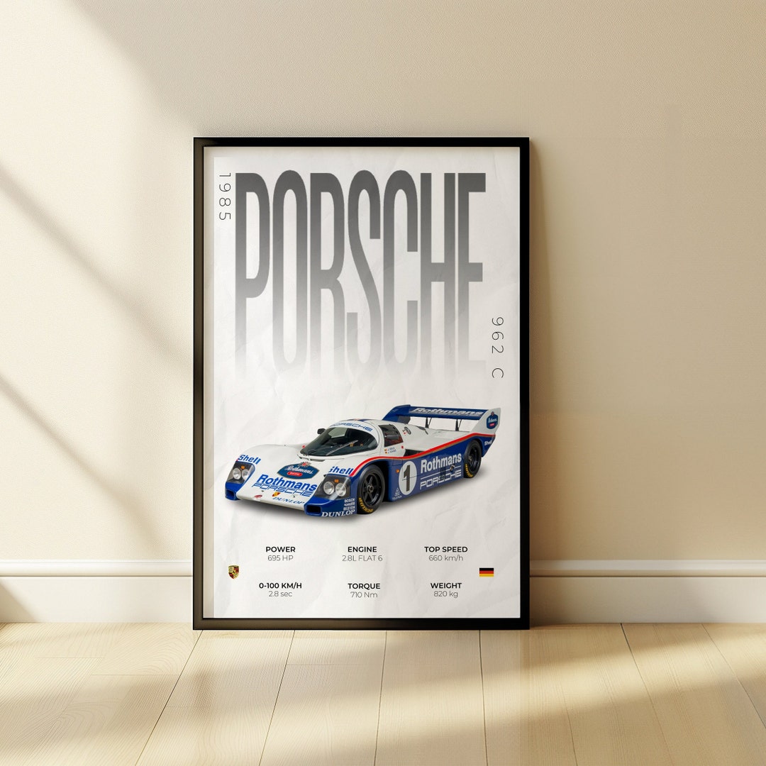 Porsche 962 C Poster, Car Posters, Cars, Wall Decor, Home Decor, Hyper ...