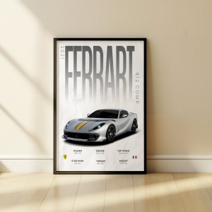 Ferrari 812 Competizione Poster, Car Posters, Supercar Posters, Ferrari ...