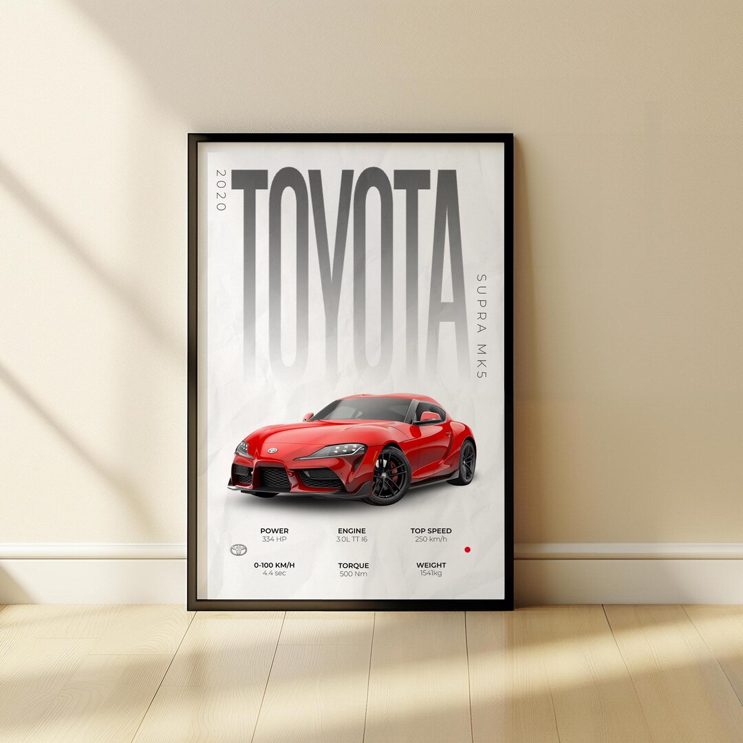 Toyota Supra Mk5 Poster, Car Posters, Cars, Wall Decor, Home Decor ...