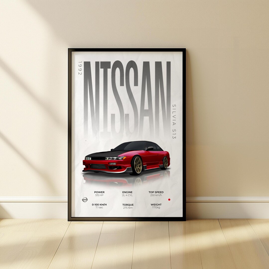 Nissan Silvia S13 Poster, Car Posters, Cars, Wall Decor, Home Decor ...