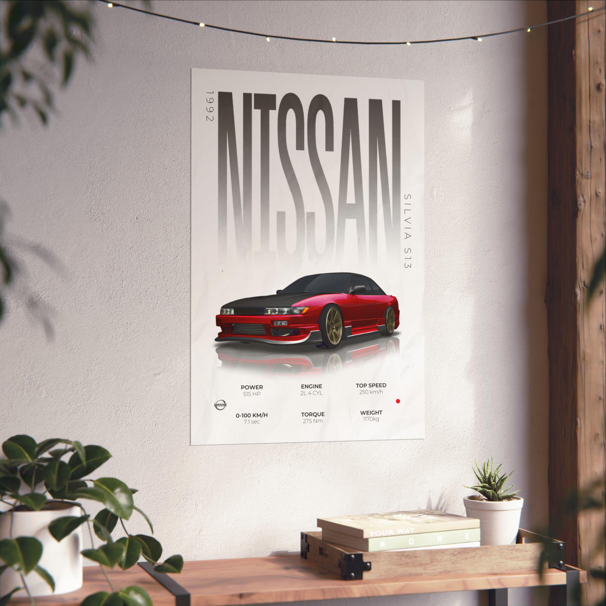 Nissan Silvia S13 Poster, Car Posters, Cars, Wall Decor, Home Decor ...